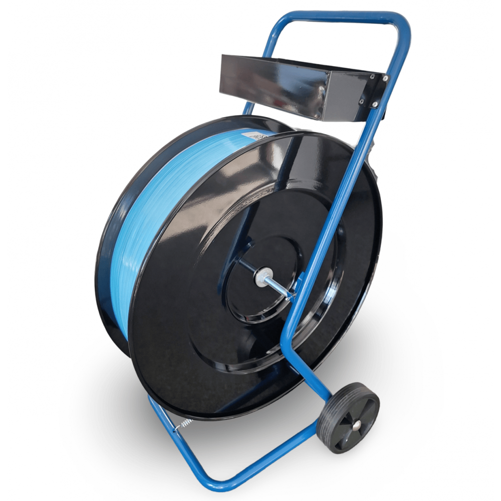 Universal trolley for PP/PET strapping tape