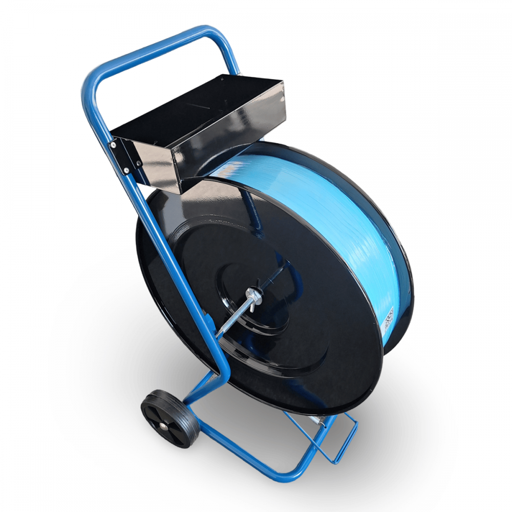 Universal trolley for PP/PET strapping tape